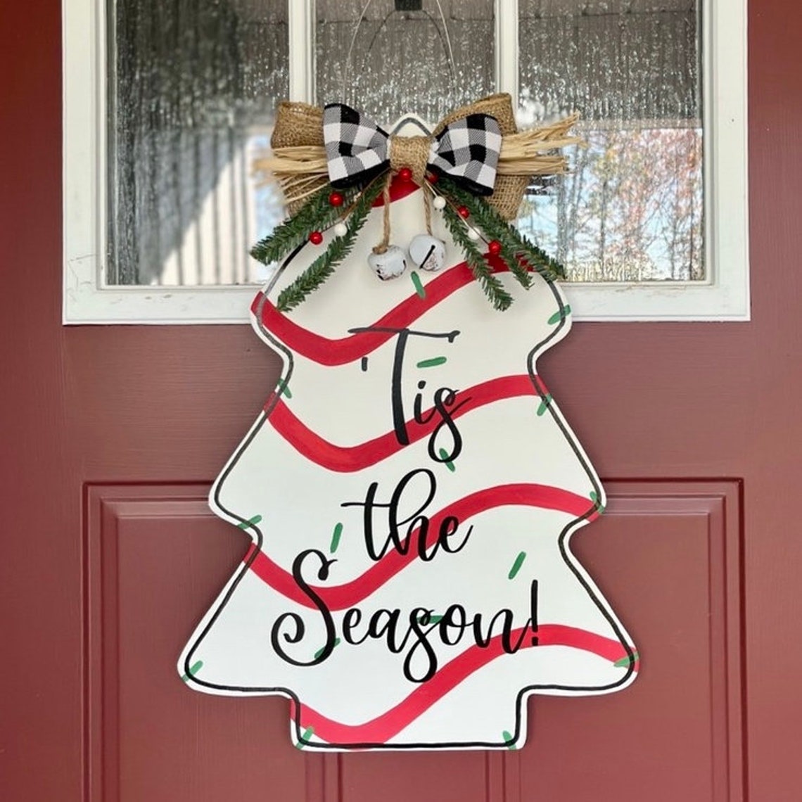 Christmas Tree Cake Door Hanger/merry Christmas/tis the - Etsy