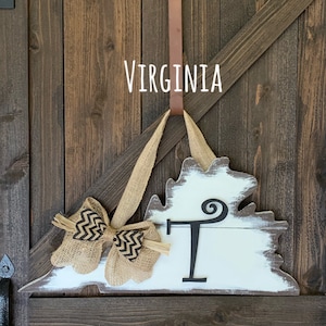 Virginia/state/distressed/monogrammed/door Decor/wedding Gift/rustic ...