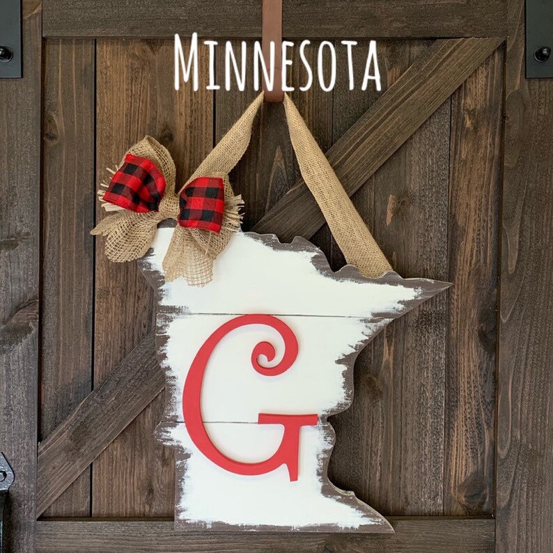 Minnesota/state/distressed/monogrammed/door Decor/wedding Gift/rustic ...