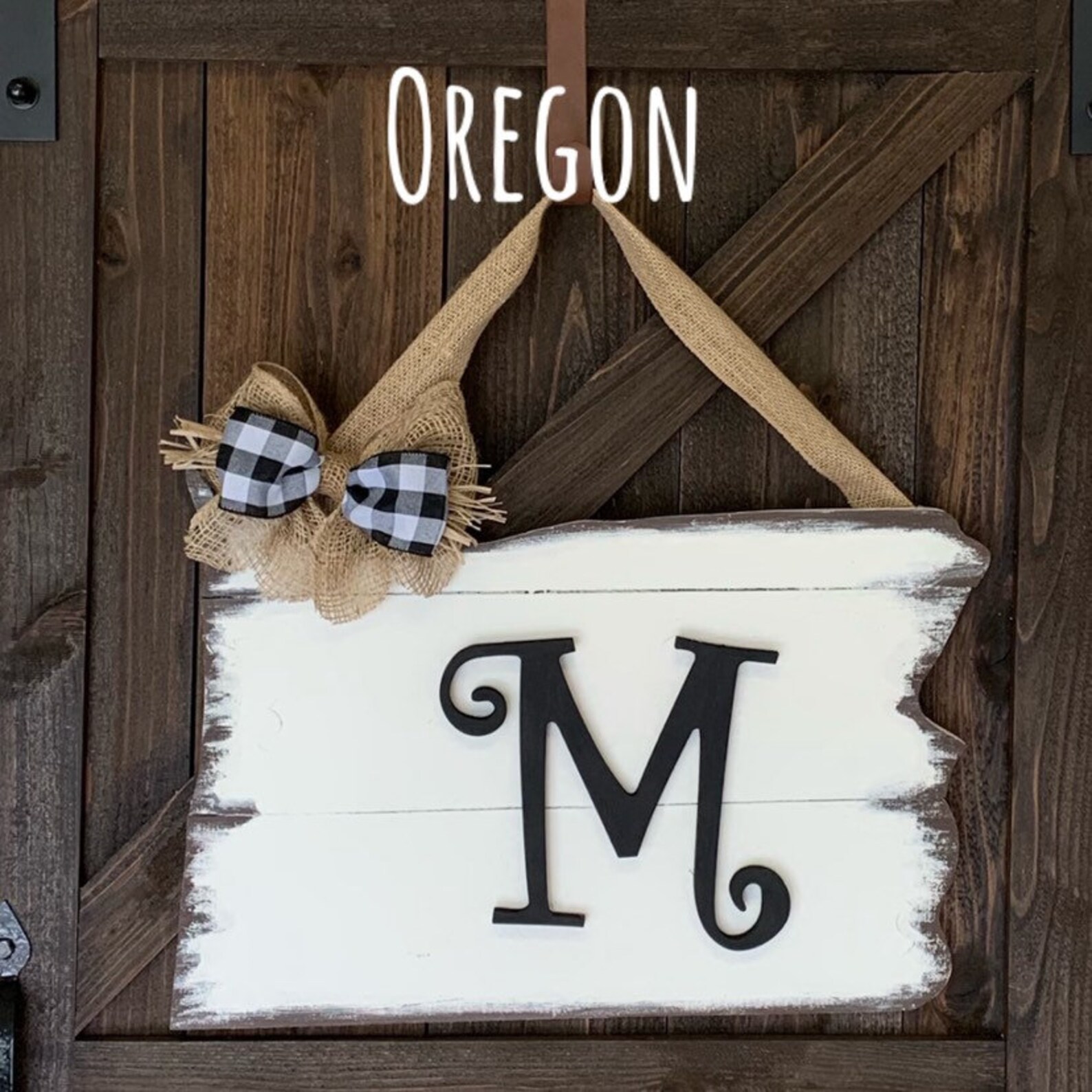 Oregon/state/distressed/monogrammed/door Decor/wedding | Etsy