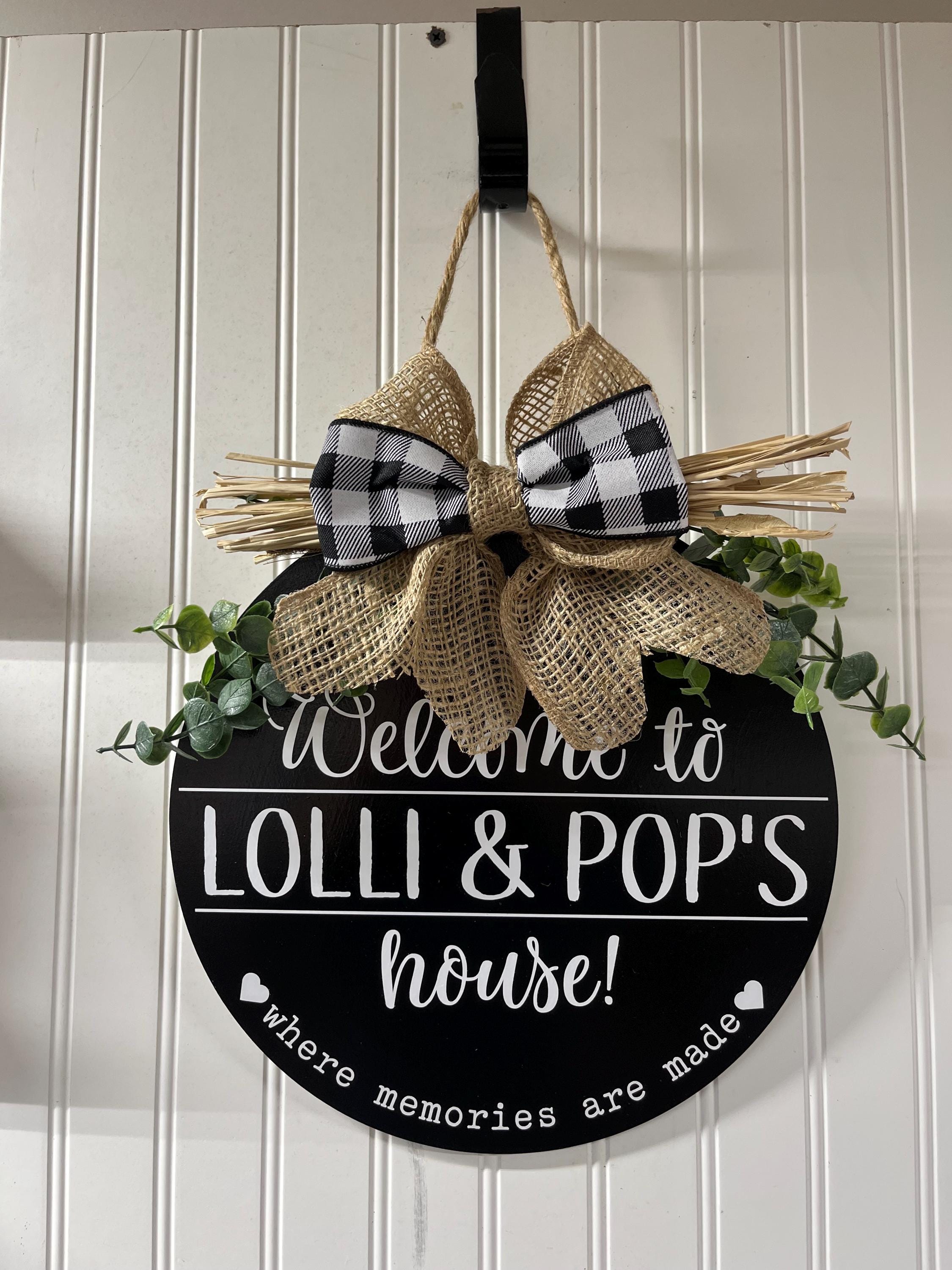 Personalized Grandparent Welcome Sign - Rustic Plaid Bow Door Hanger - Etsy