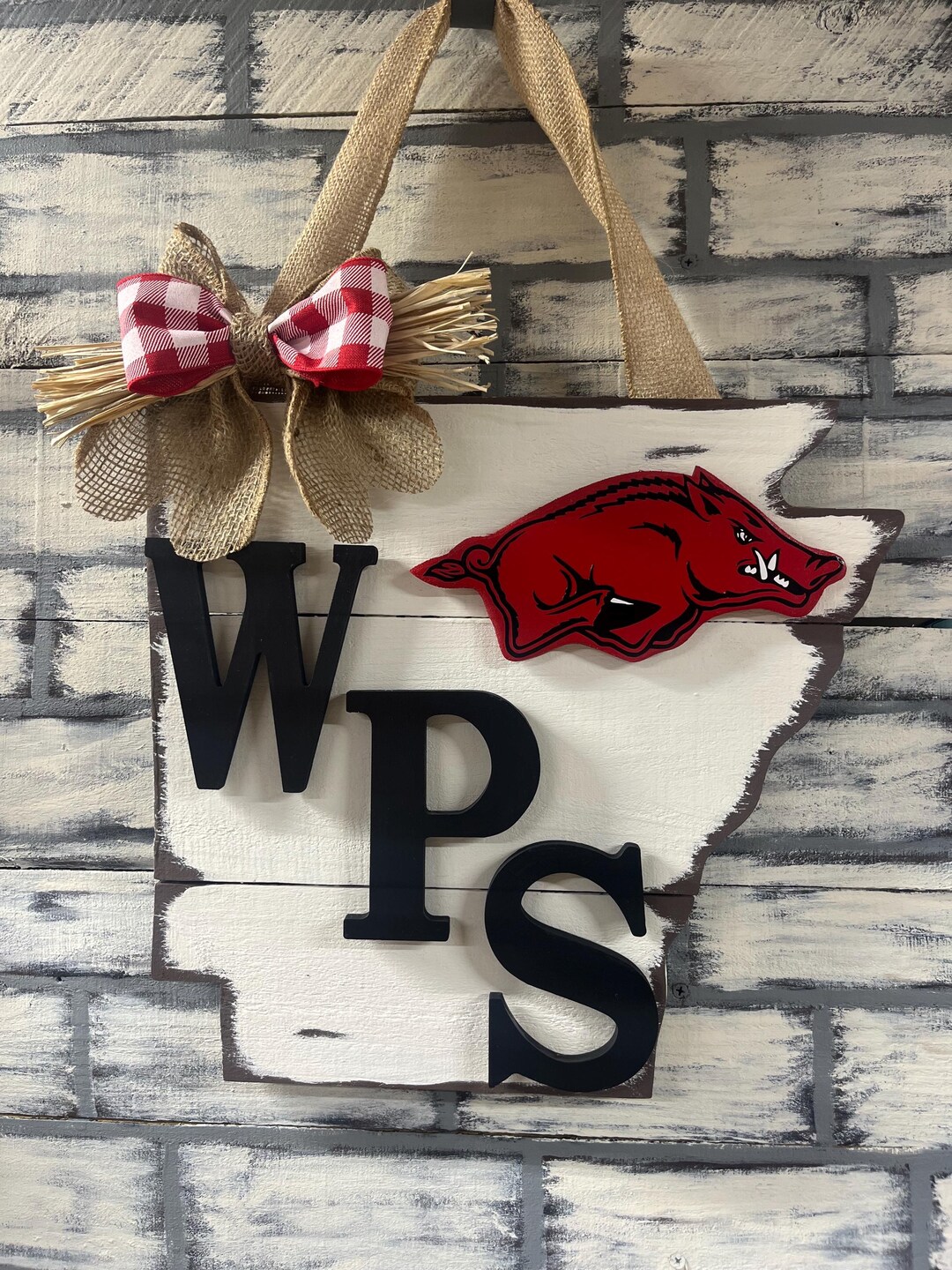 Arkansas/state/wps/monogrammed/razorback Door Decor/rustic/dorm Decor ...