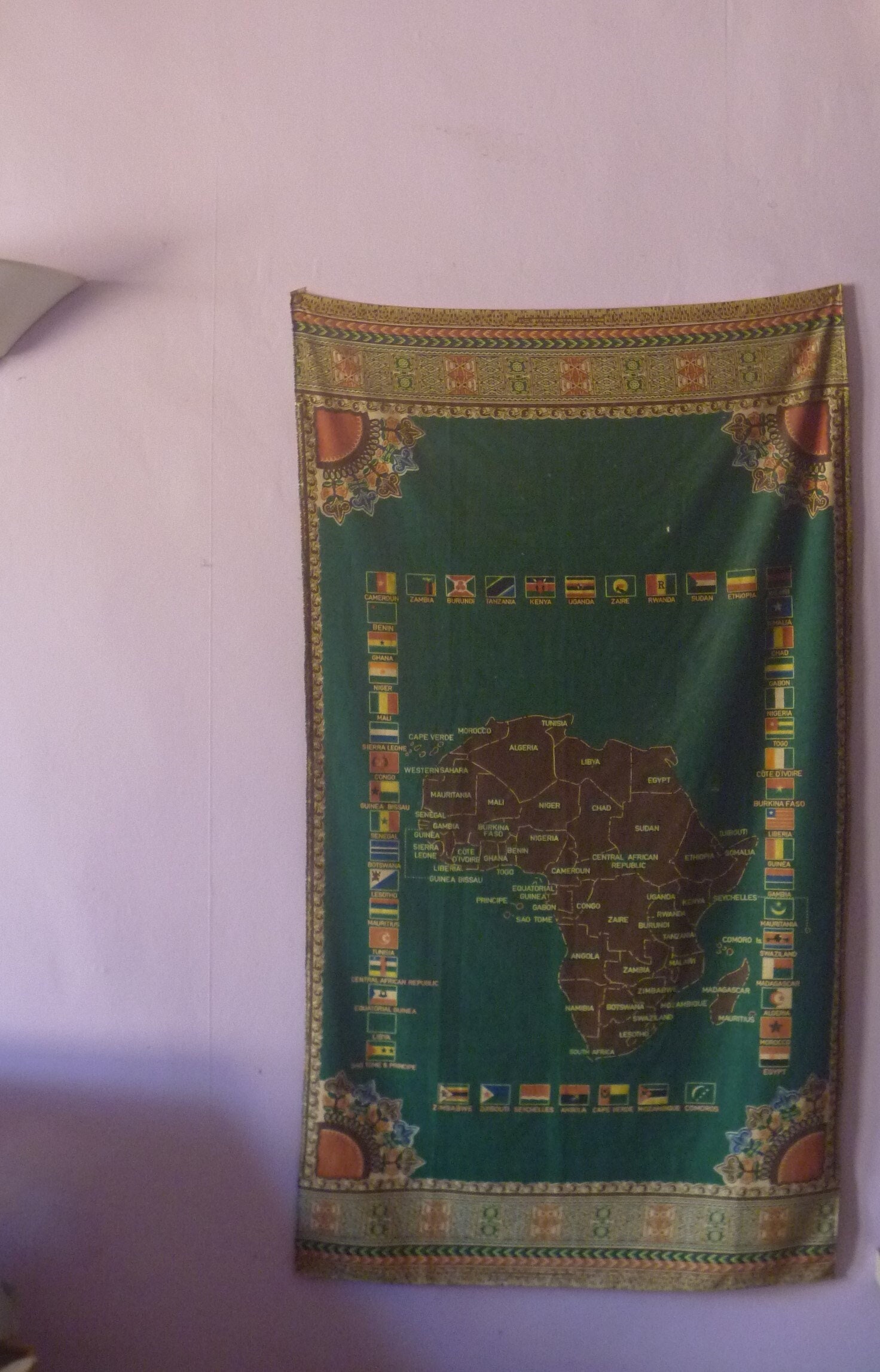 Vintage Fabric Map of Africa - Etsy