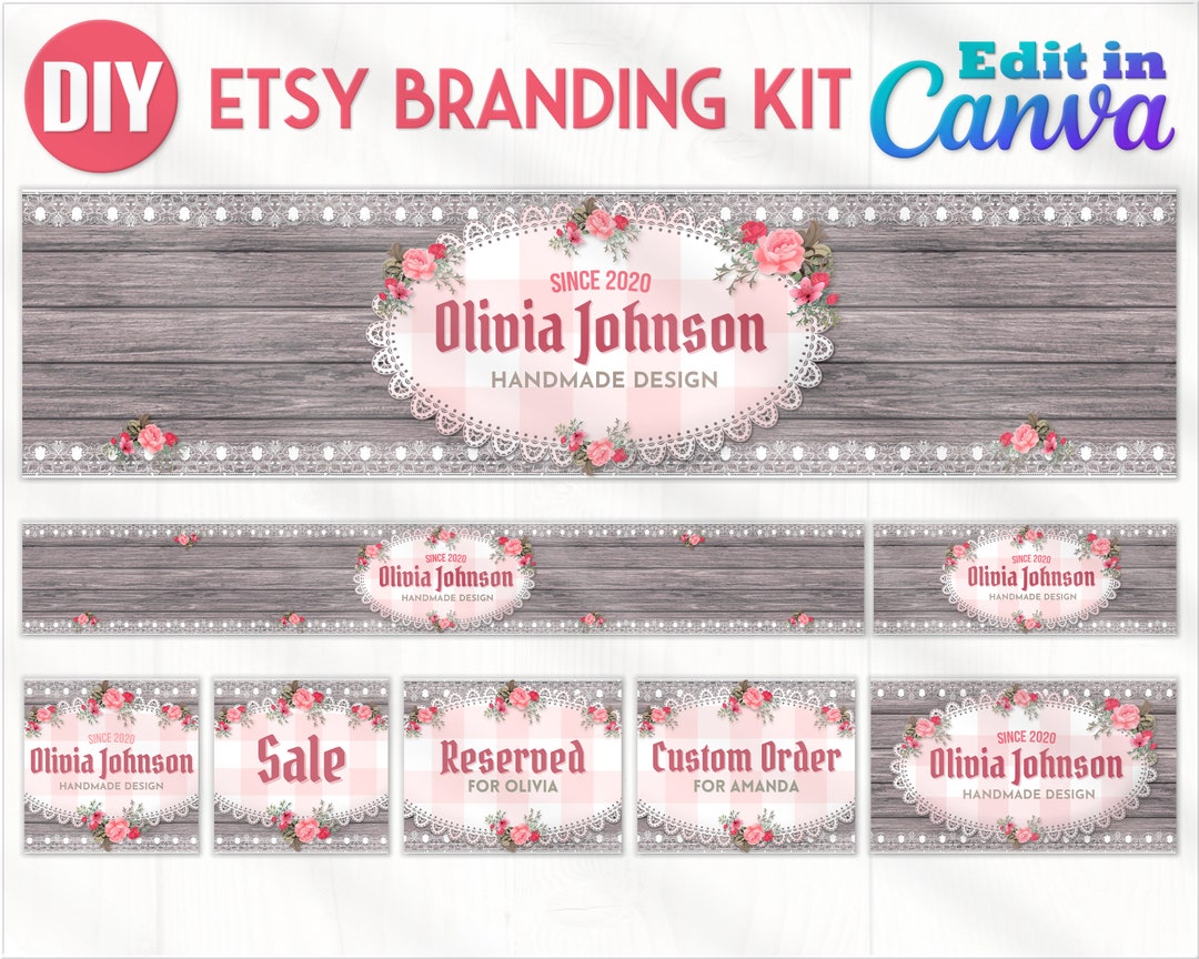 Rustic DIY Etsy Banner Canva Template | Etsy Branding Kit | Etsy Shop ...