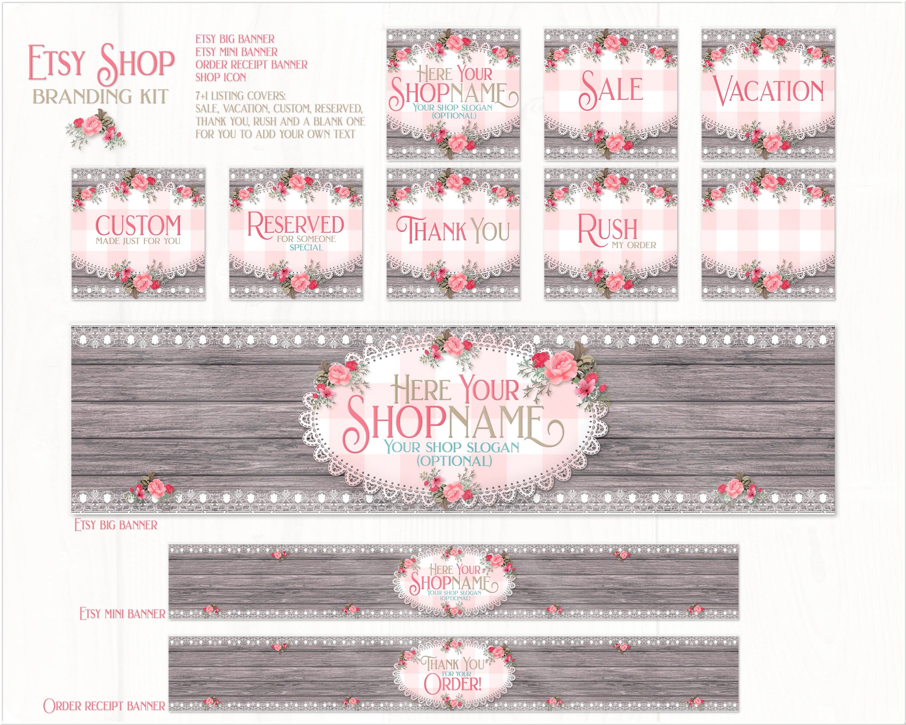 Rustic Country House Etsy Shop Banner Set | Matching Business Cards ...