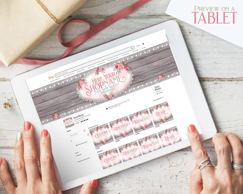 Rustic Etsy Shop Banner Set Matching Business Cards - Etsy