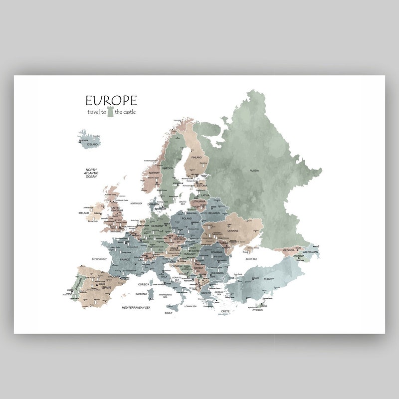 Europe Map - Etsy