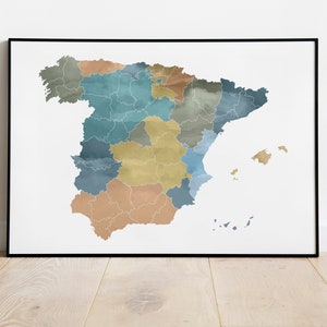 Spain Printable Poster Spain Map Spain Map Poster Print Digital ...