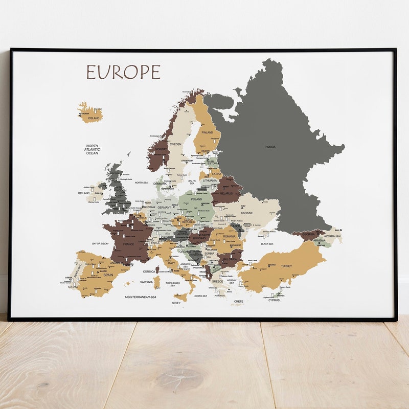 Europe Map - Etsy