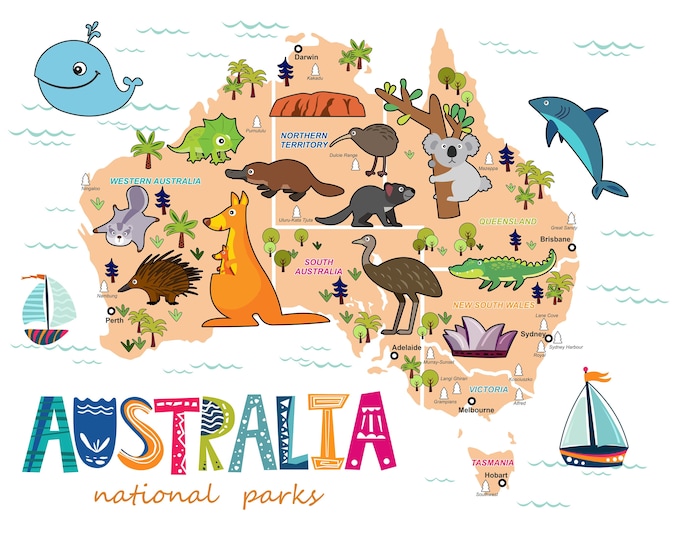 Printable Australia Map Australia Map Australia Poster Digital Download ...