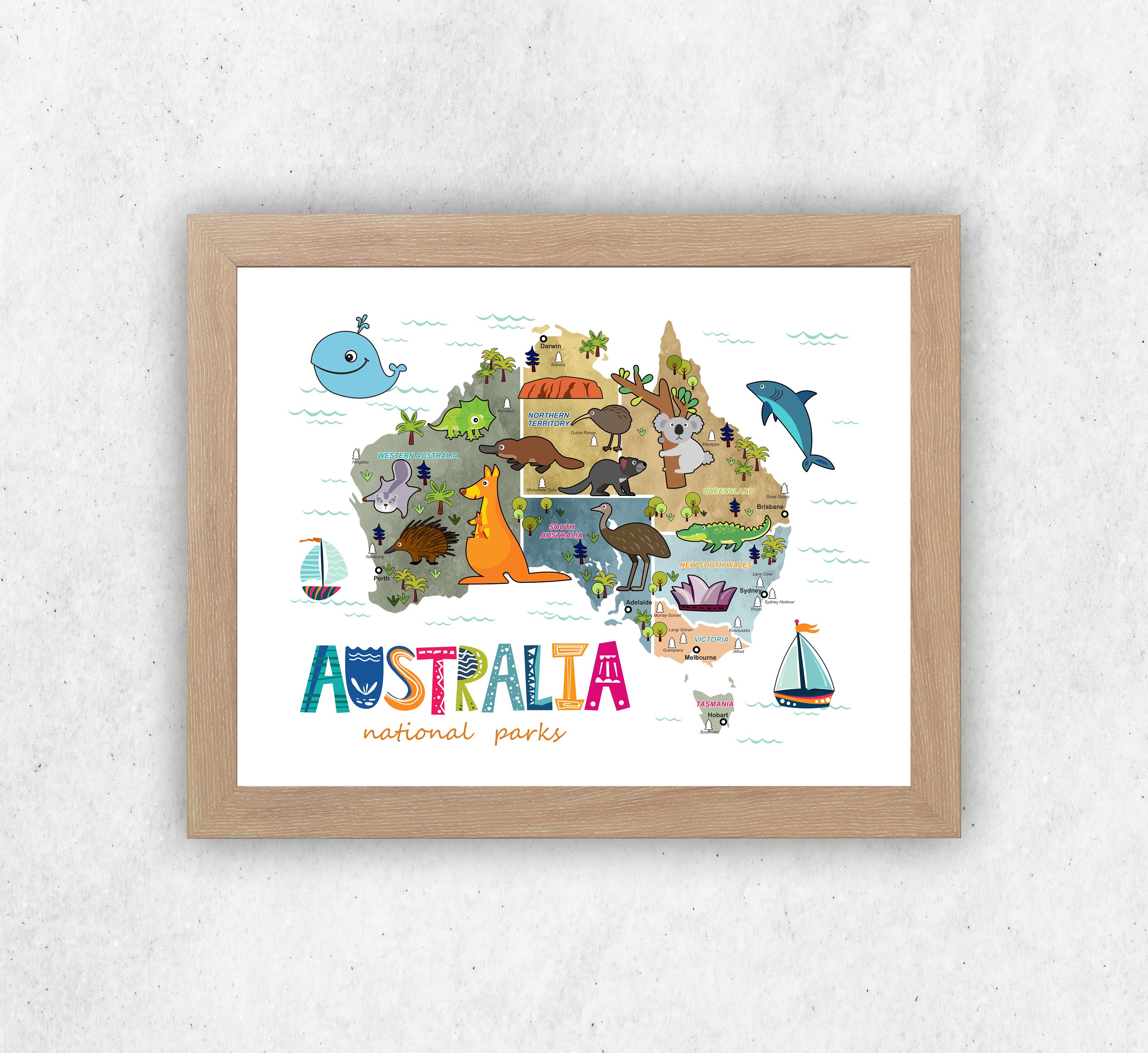 Printable Australia Map Australia Map Australia Poster Digital Download ...