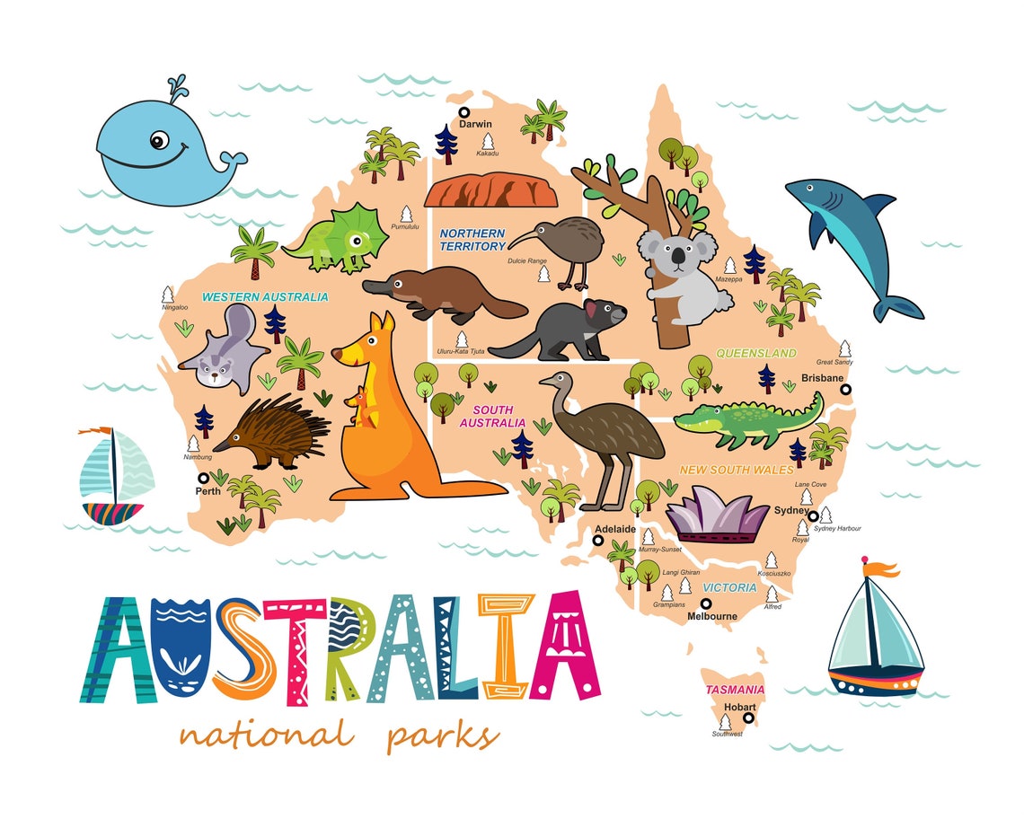 Printable Australia Map Australia Map Australia Poster Digital Download ...