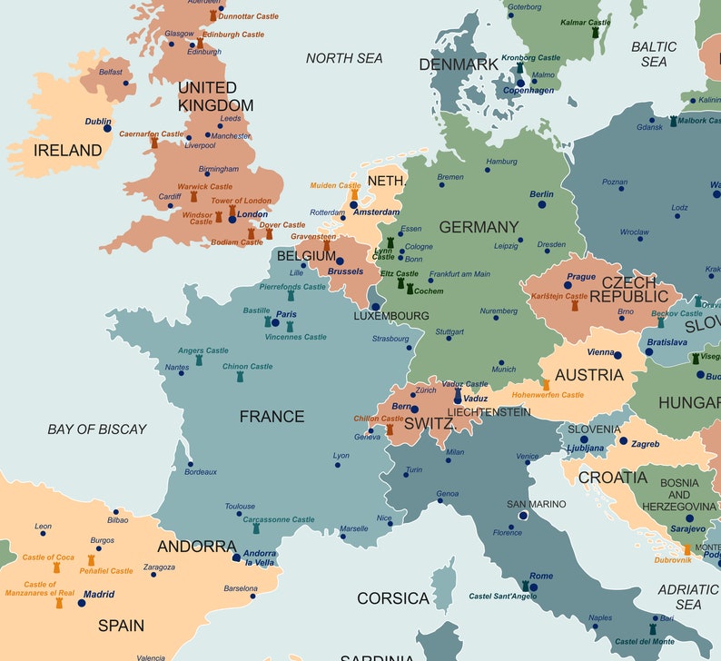 Push Pin Europe Map, Map on Photo Paper, Personalized Europe Map ...