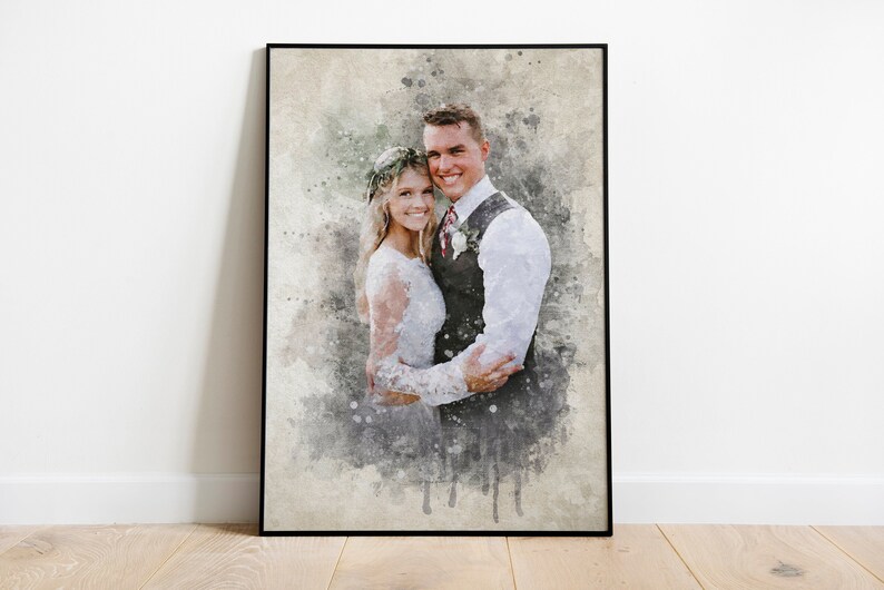 Custom Wedding Portrait From Any Photo Personalized Art Wall ...