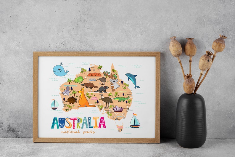Printable Australia Map Australia Map Australia Poster Digital - Etsy