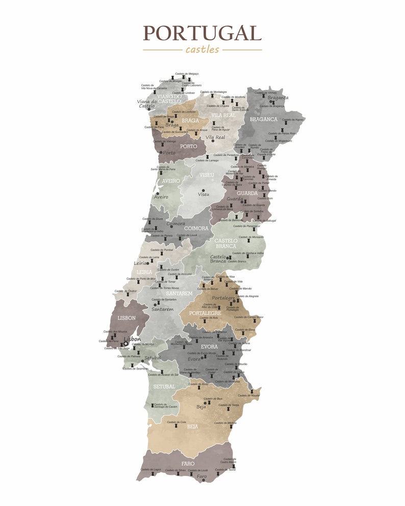 Printable Poster Portugal Map Portugal Map Poster Print Digital ...