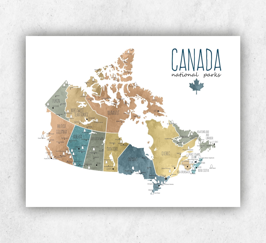 National Park Canada Map Push Pin Canada Map Personalized Canada Map ...