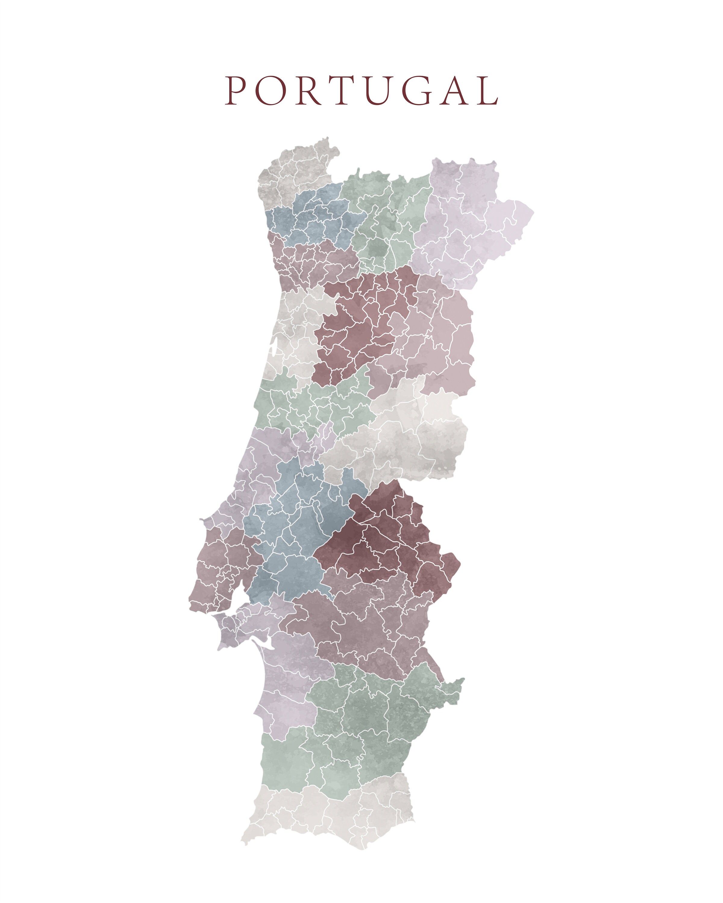 Printable Poster Portugal Map Portugal Map Poster Print Digital ...