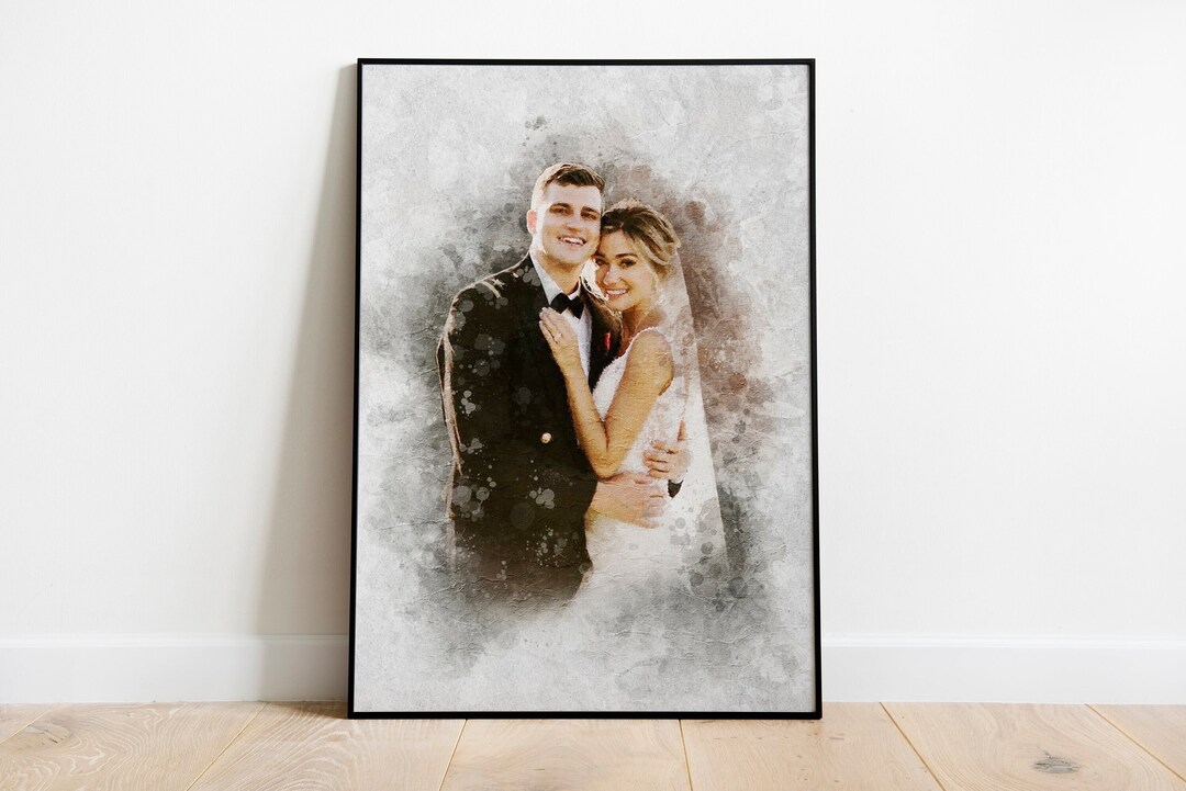 Custom Wedding Portrait From Any Photo Personalized Art Wall ...