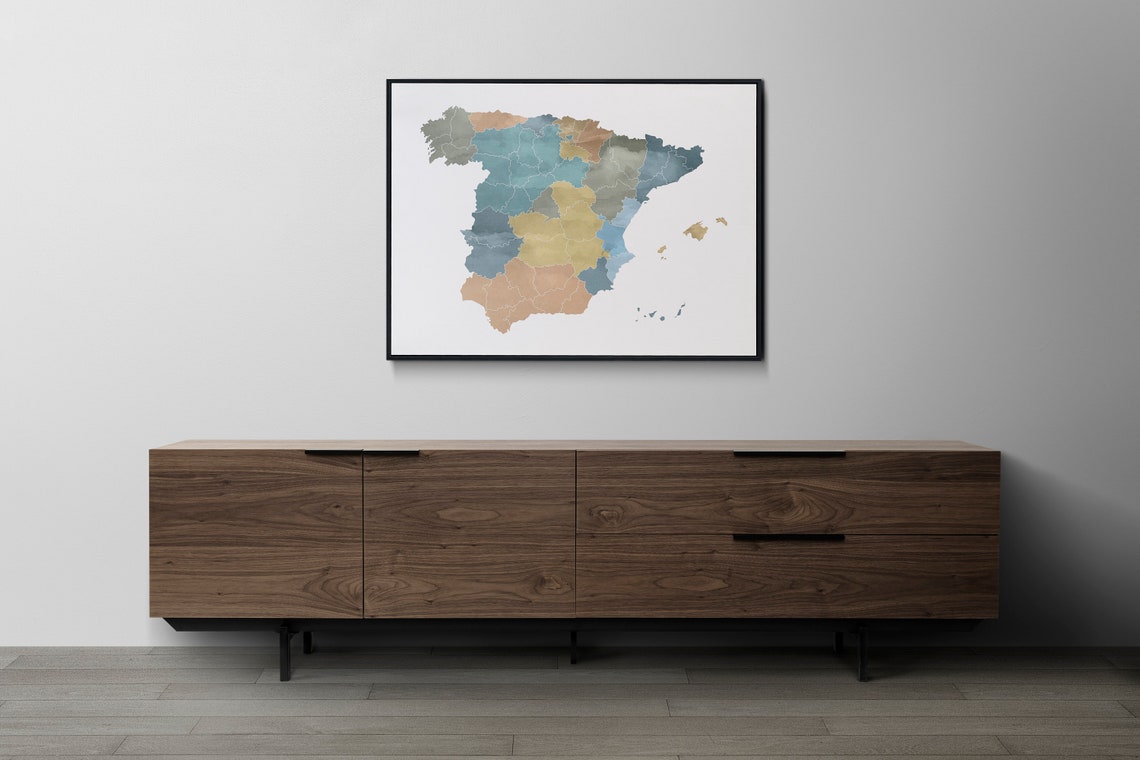 Spain Printable Poster Spain Map Spain Map Poster Print Digital ...