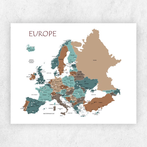 Europe Map - Etsy
