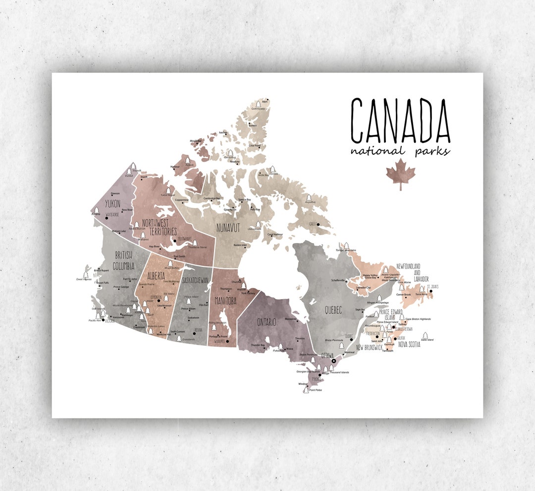 National Park Canada Map Push Pin Canada Map Personalized Canada Map ...
