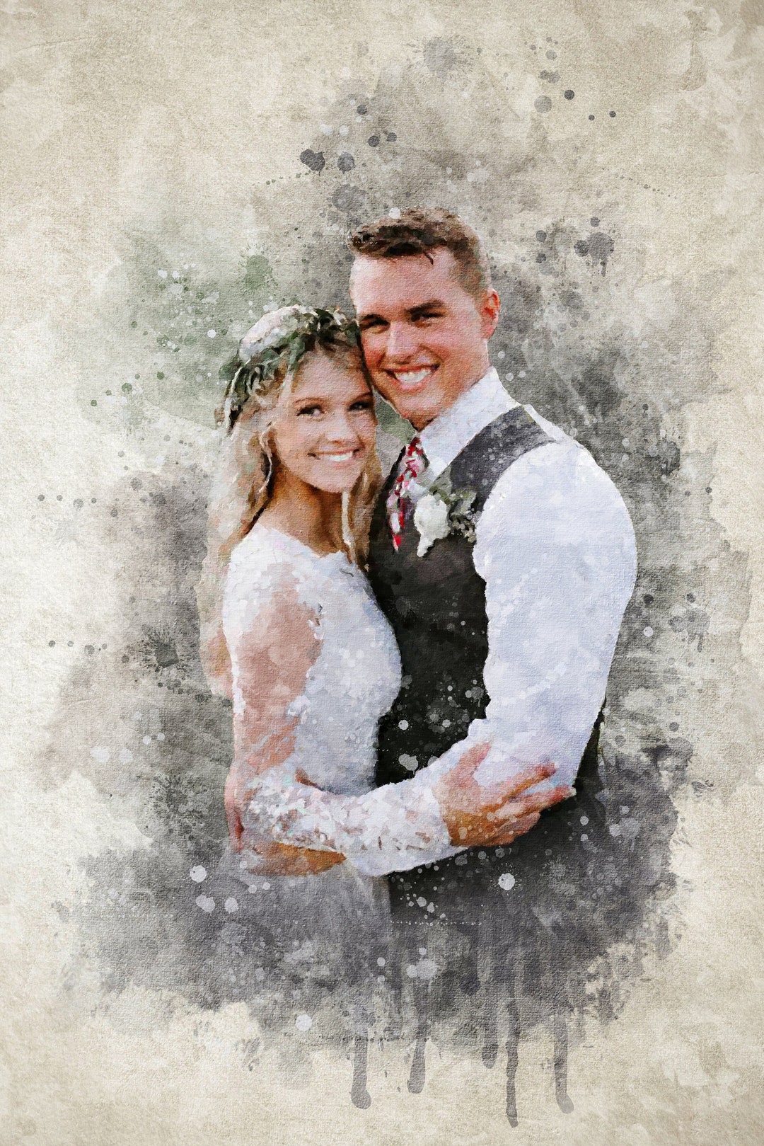 Custom Wedding Portrait From Any Photo Personalized Art Wall ...