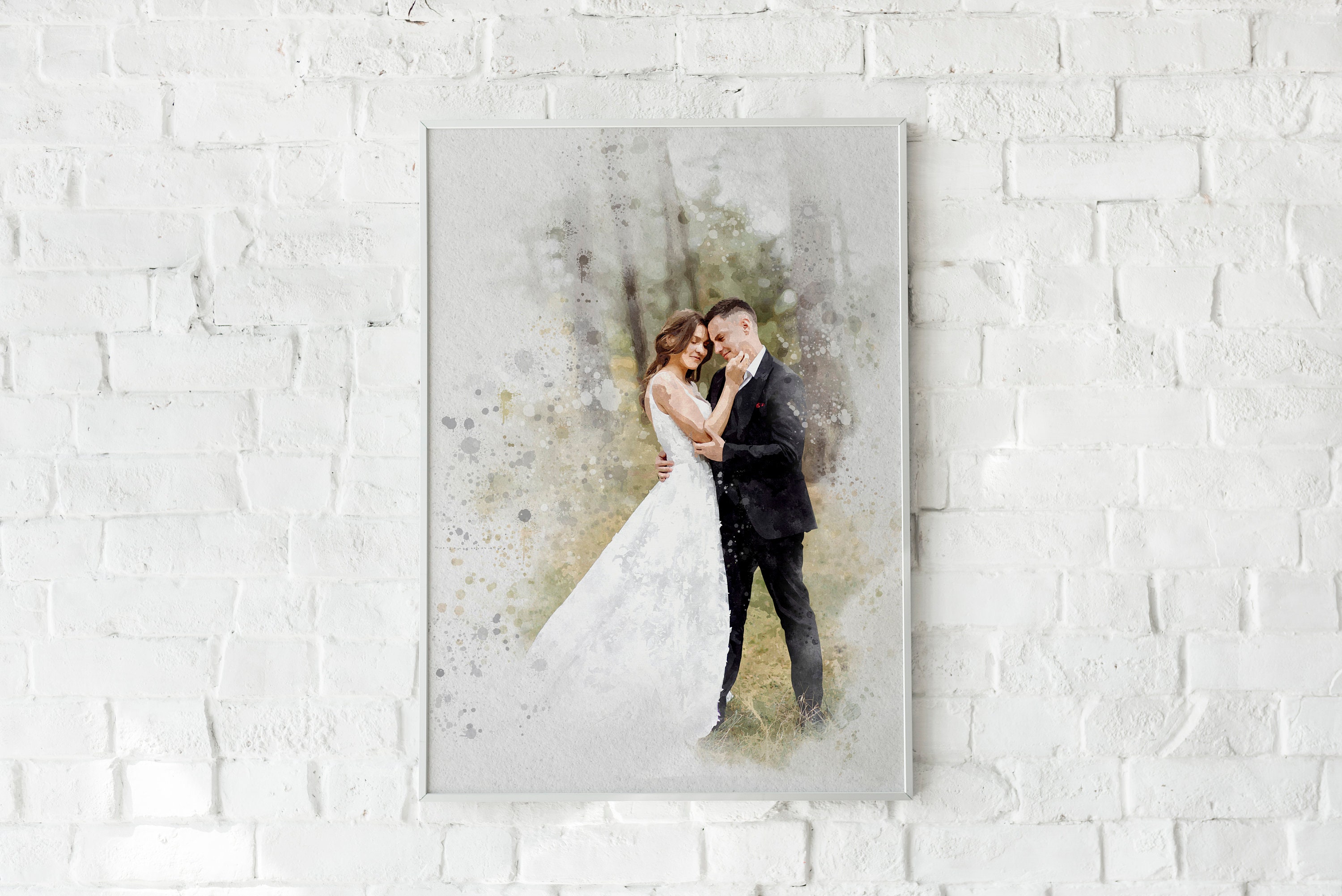 Custom Wedding Portrait From Any Photo Personalized Art Wall ...