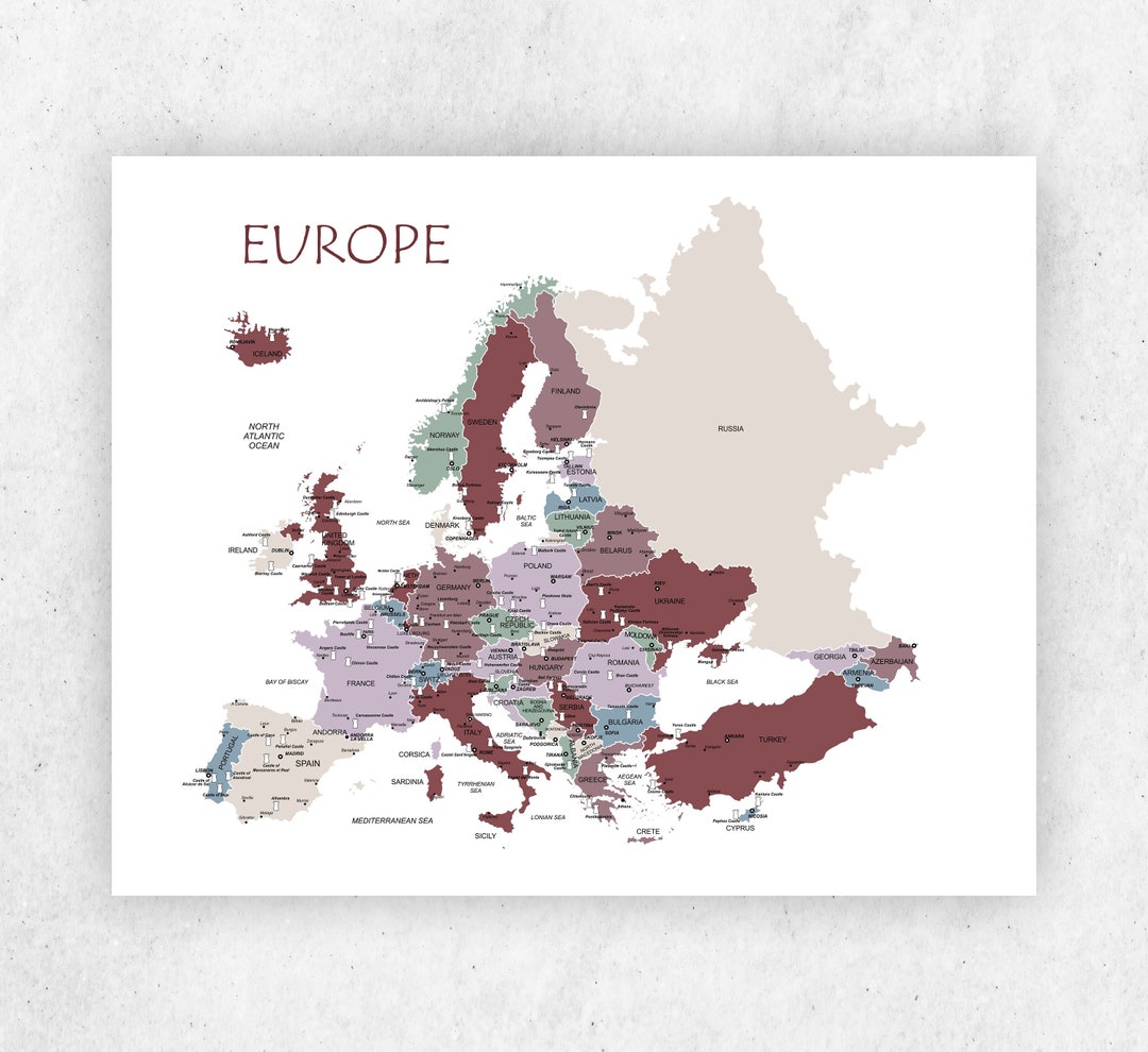 Push Pin Europe Map Map on Photo Paper Personalized Europe - Etsy