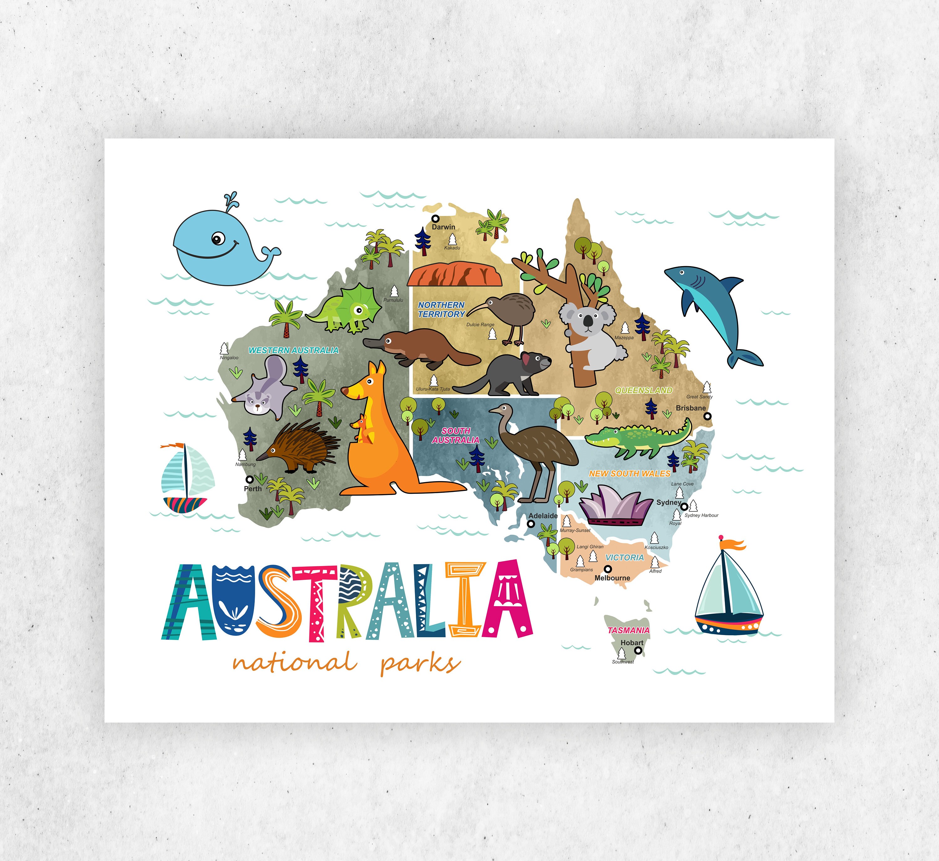 Printable Australia Map Australia Map Australia Poster Digital Download ...