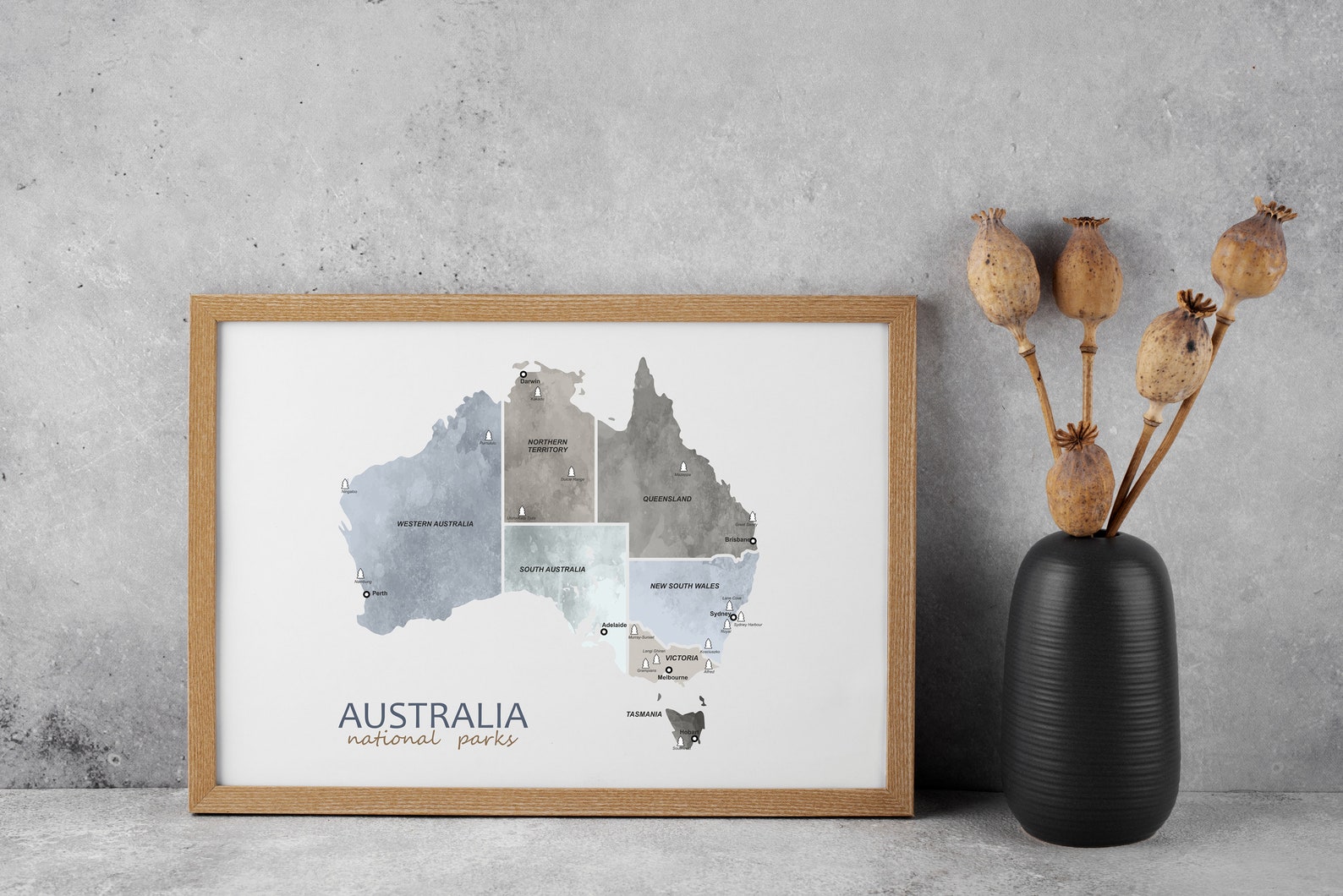Printable Australia Map Australia Map Australia Poster Digital - Etsy