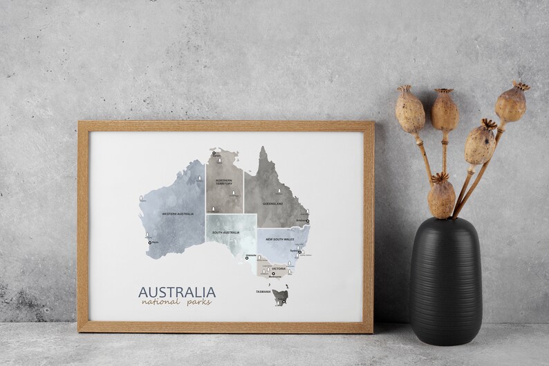 Printable Australia Map Australia Map Australia Poster Digital - Etsy