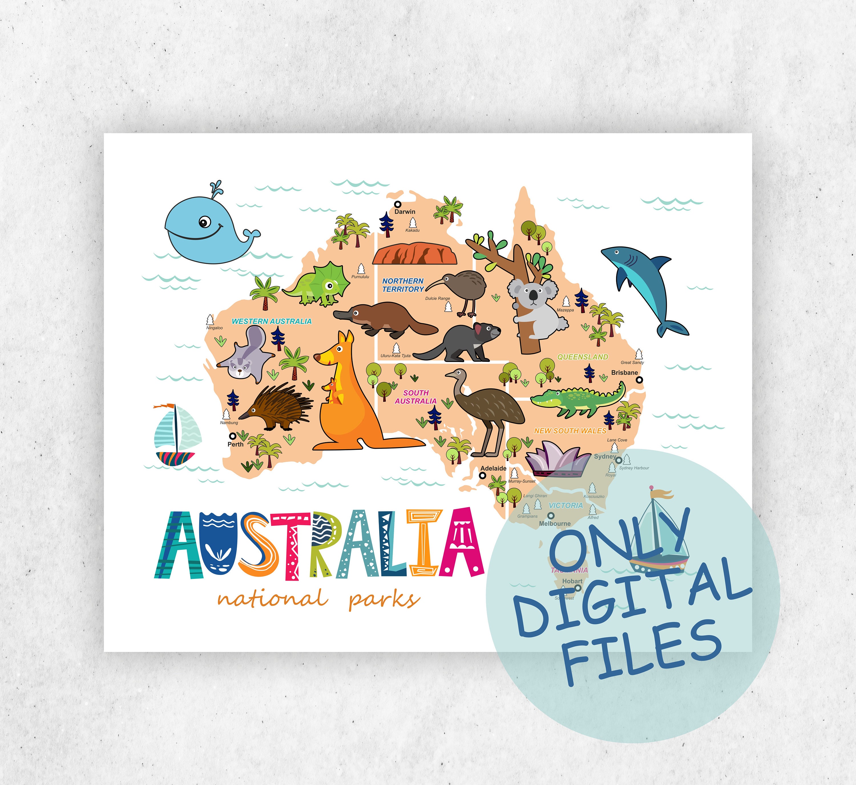 Printable Australia Map Australia Map Australia Poster Digital Download ...