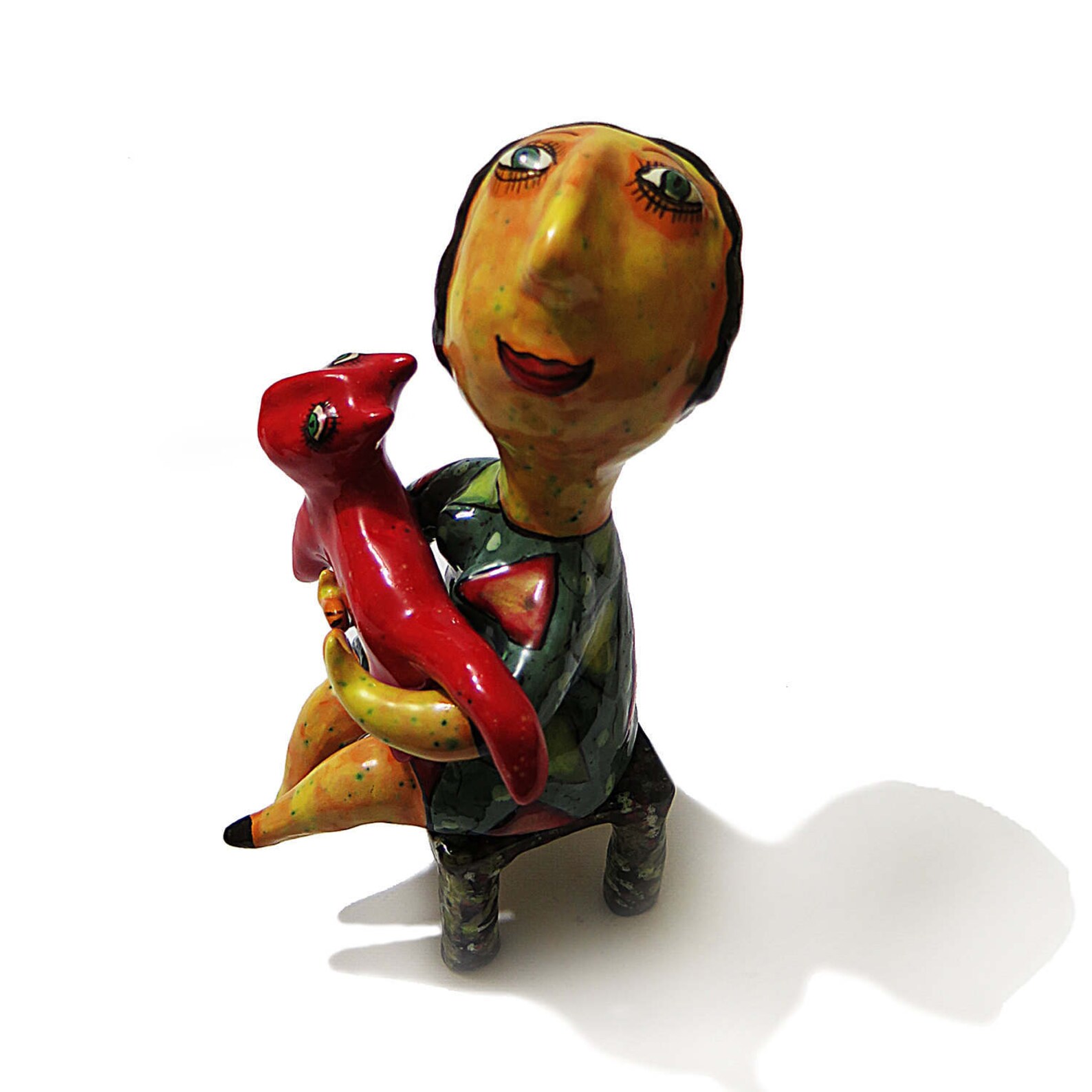 Girl and Cat Ceramic Sculpture, Gift for Cats Lover, Best Friend Gift ...