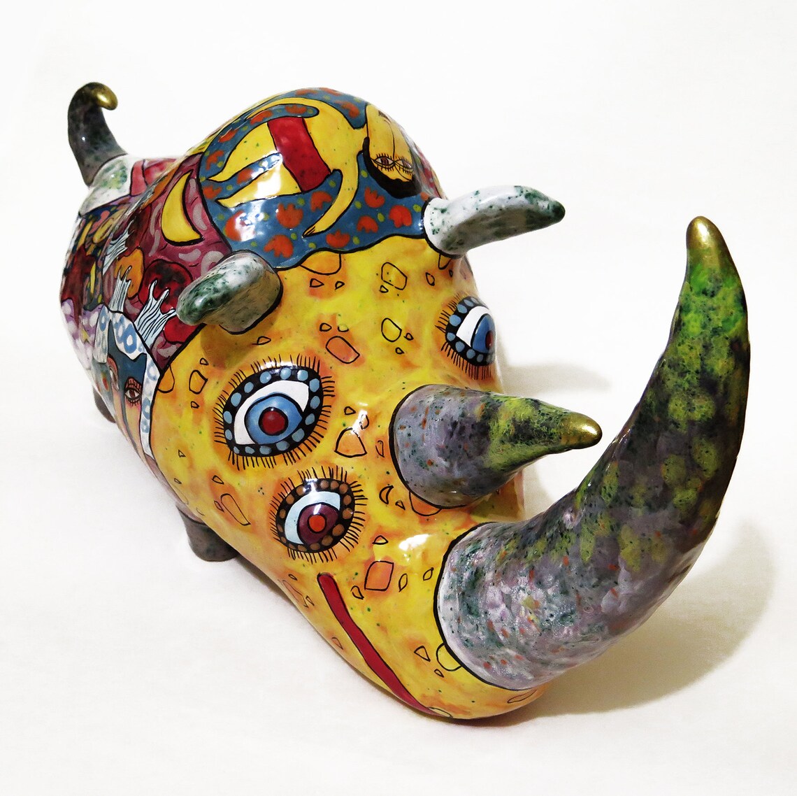 Ceramic Sculpture Four-eyed Rhino Ceramic Figurines Animals - Etsy