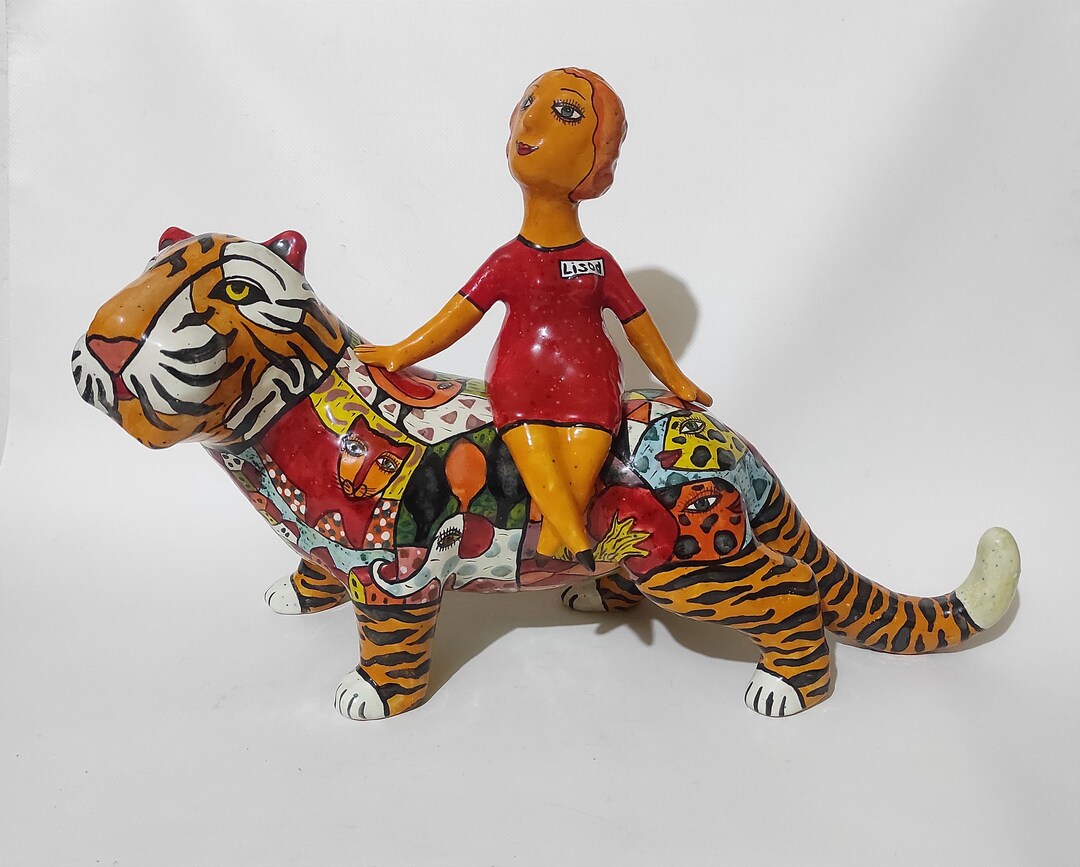 Ceramic Sculpture my Tiger, Tiger Figurine, Tiger Clay Figurine, Tiger ...