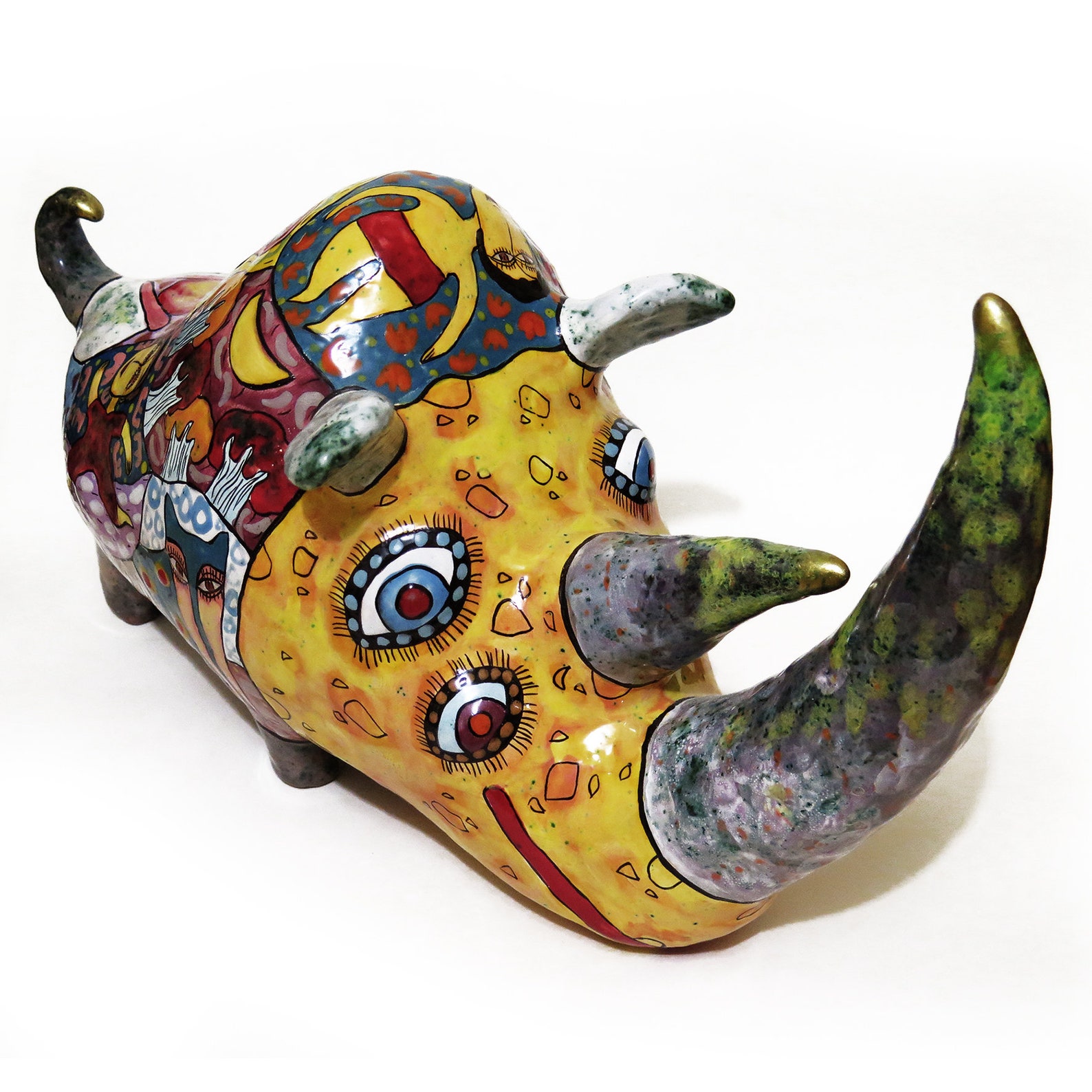 Ceramic Sculpture Four-eyed Rhino Ceramic Figurines Animals - Etsy