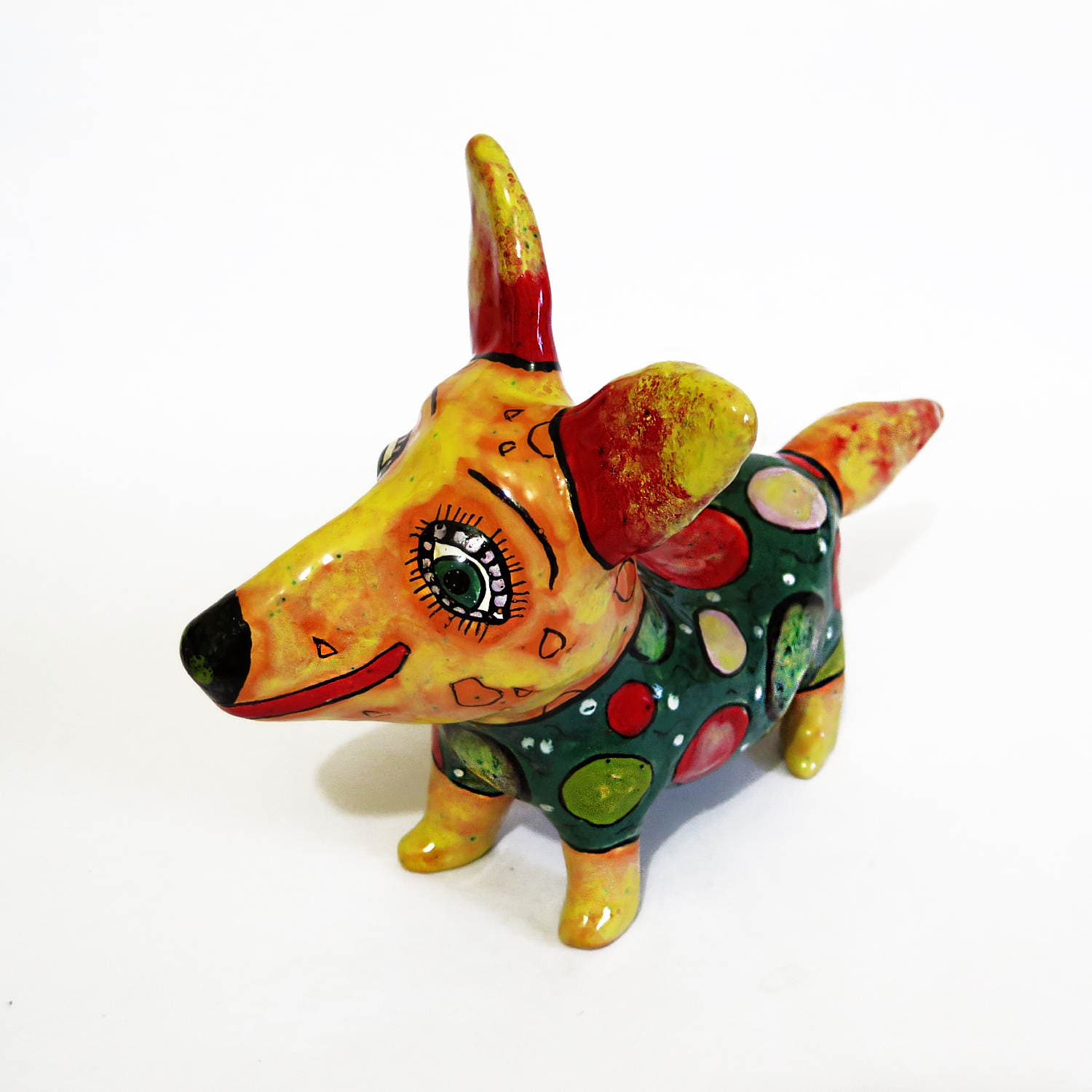 Dog Corgi Ceramic Figurine Miniature Dog Art Ceramic - Etsy