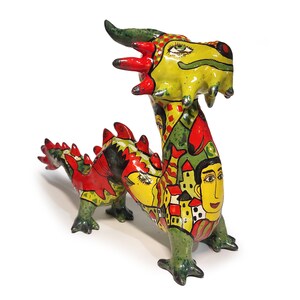 Large Hand Painted Rainbow Dragon, Porcelain Ceramic Clay Dragon ...