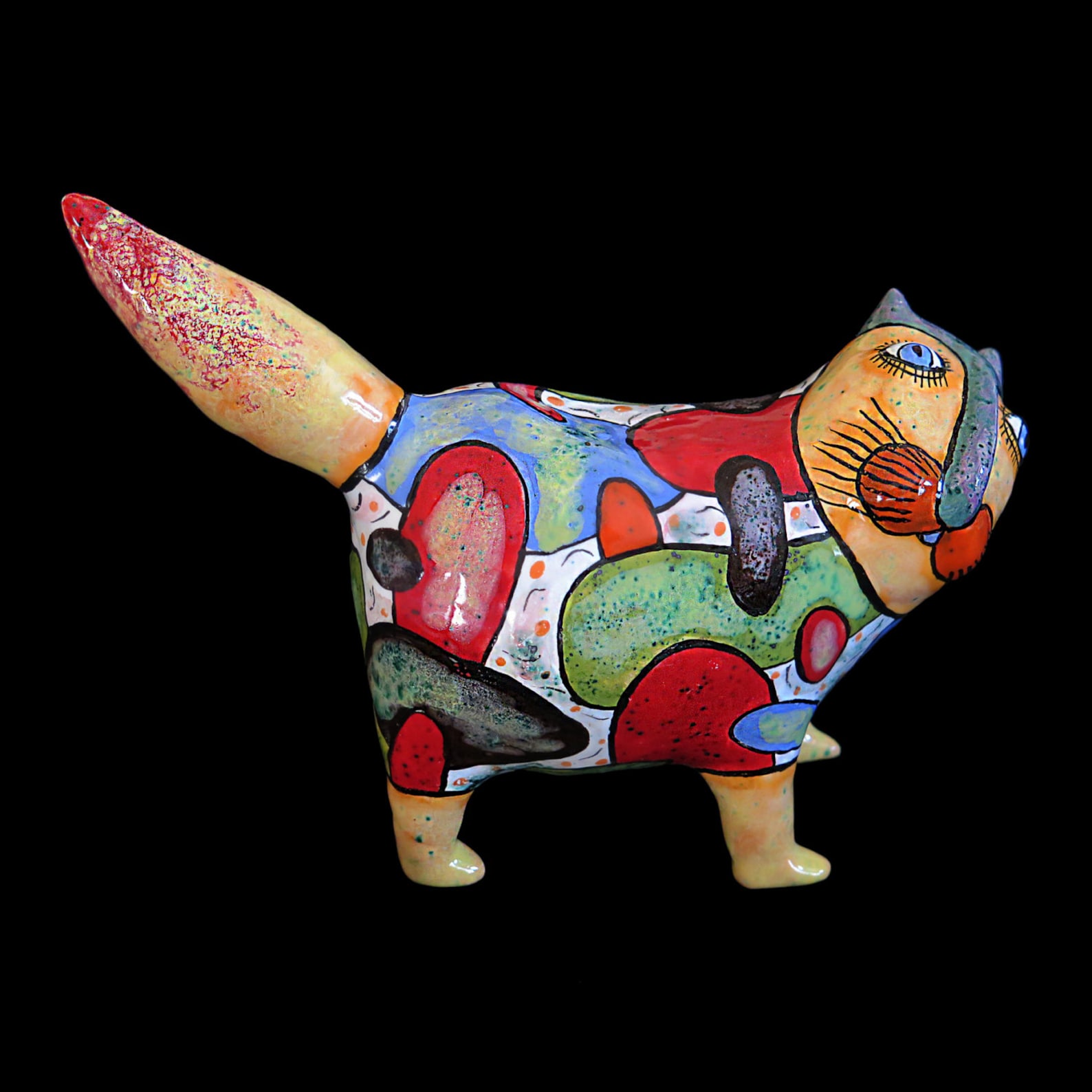 Cat Art Ceramic Figurine Sculpture Miniature Cat Ceramic - Etsy