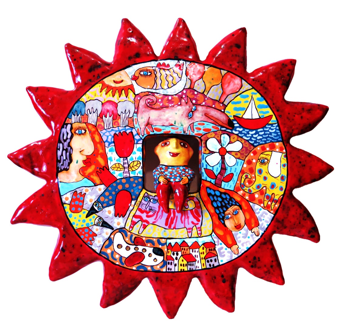 Sun Wall Panel Ceramic Sun Ceramic Star Star Wall Panel - Etsy