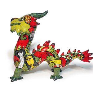 Large Hand Painted Rainbow Dragon, Porcelain Ceramic Clay Dragon ...