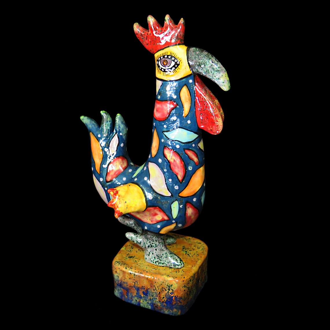 Rooster Ceramic Statuette, Rooster Figurine, Gifts for Bird Lovers ...