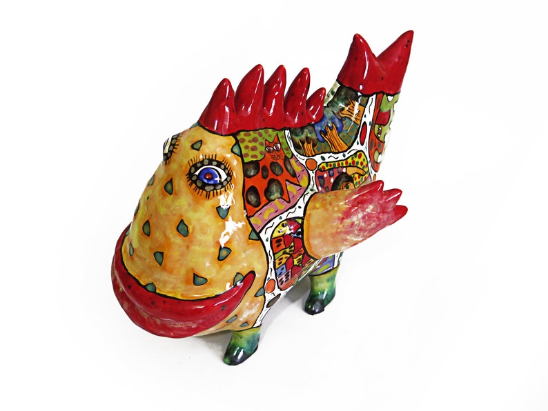 Big Fish Ceramic Sculpture Whimsical Fish Figurine - Etsy