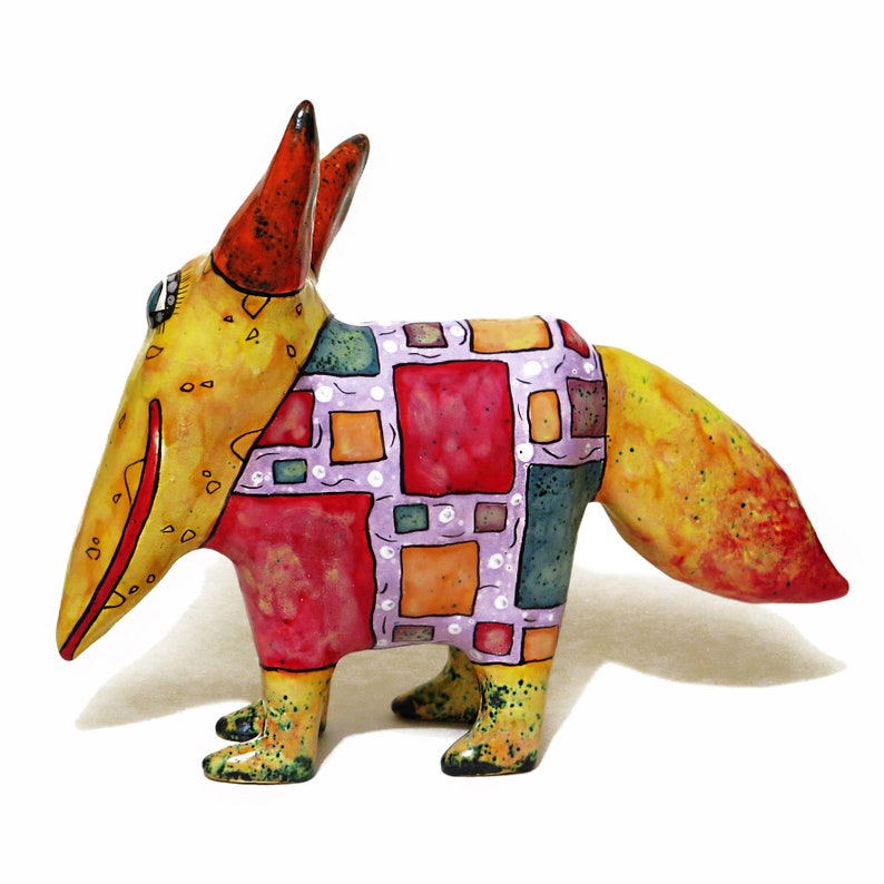 Ceramic Fox Ceramic Figurine Fox Small Fox Figurine Clay - Etsy