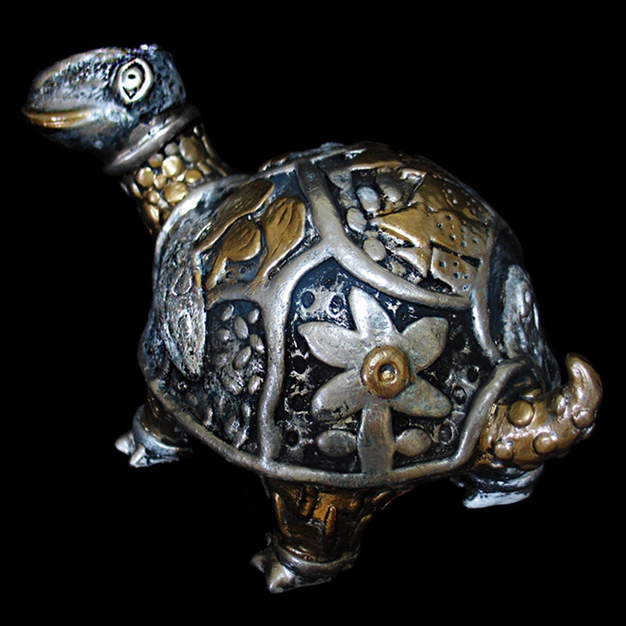 Silver Turtle Ceramic Sculpture, Turtle Ceramic, Turtle Sculpture ...