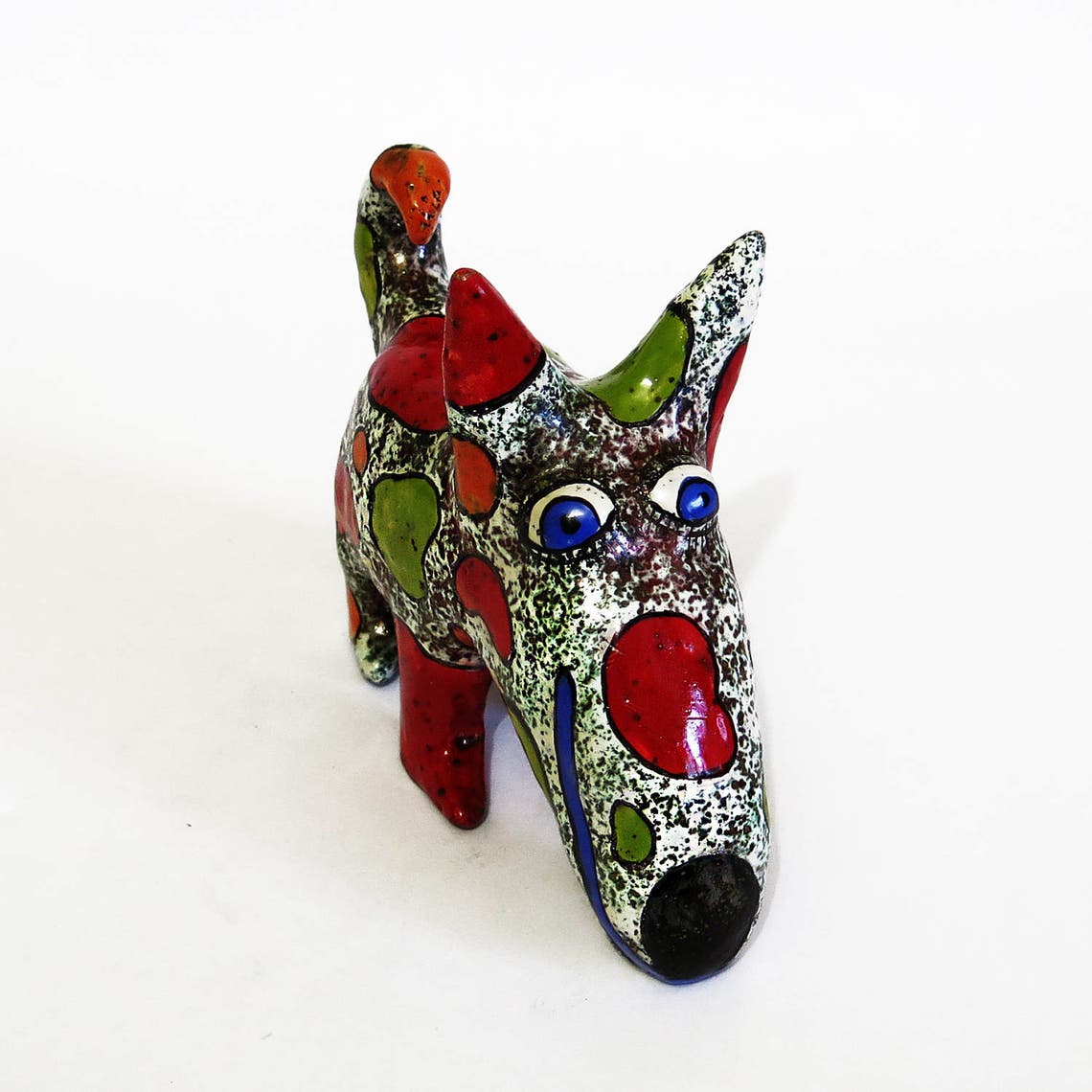 Dog Ceramic Figurine, Miniature Dog Art Ceramic Sculpture, Pottery Dog ...