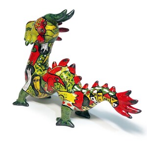 Large Hand Painted Rainbow Dragon, Porcelain Ceramic Clay Dragon ...