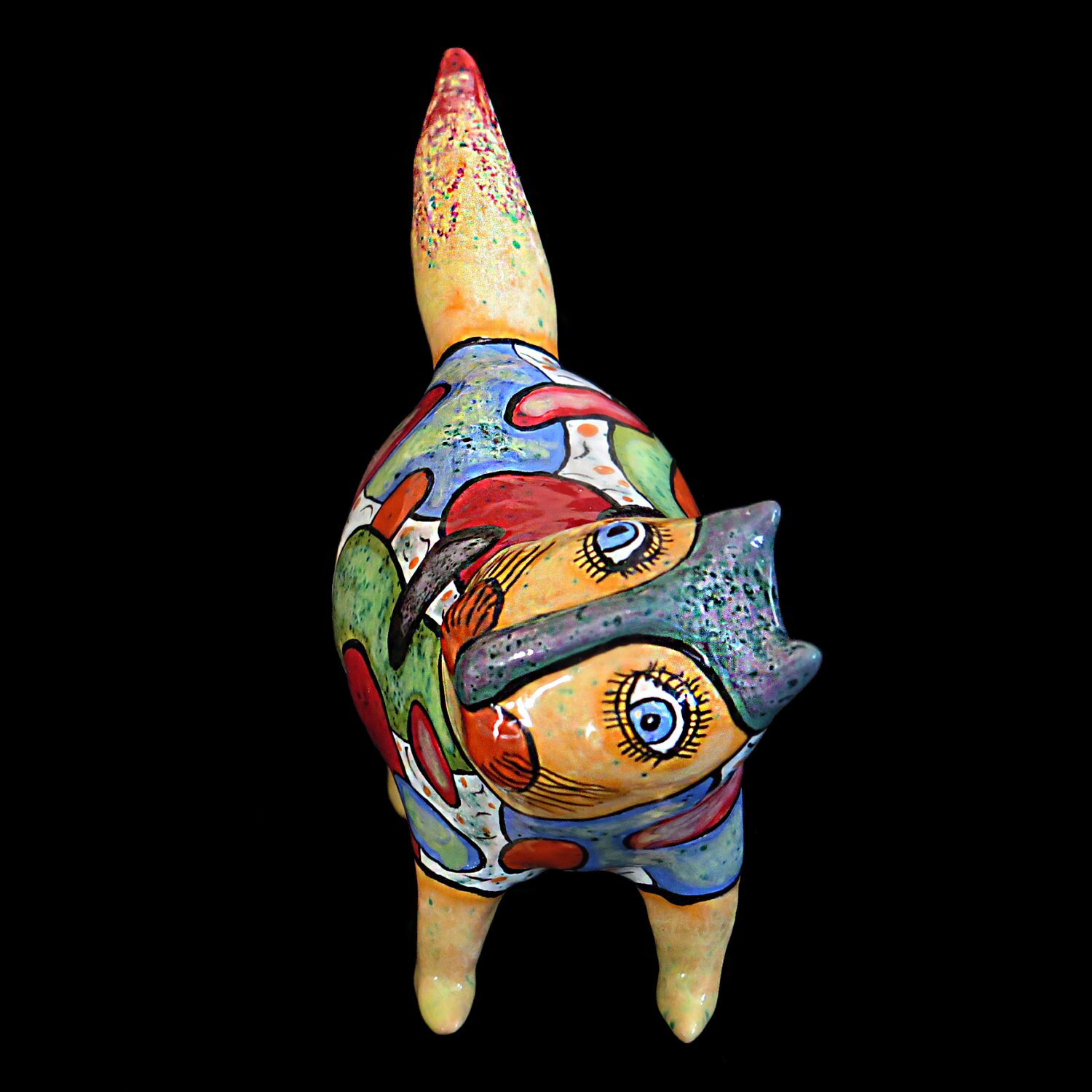 Cat Art Ceramic Figurine Sculpture Miniature Cat Ceramic - Etsy