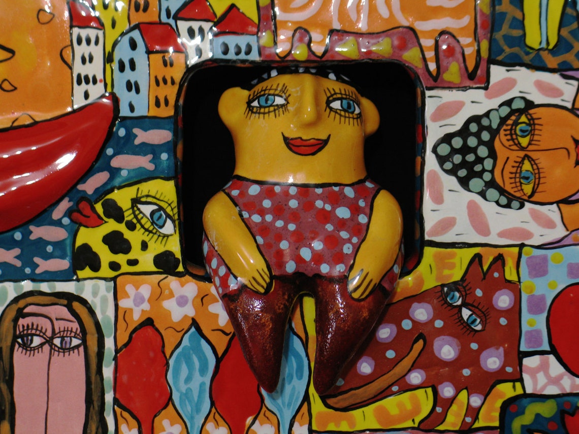 Large Ceramic Wall Panel Fish, Colorful Big Fish, Big Fish Wall Panel ...